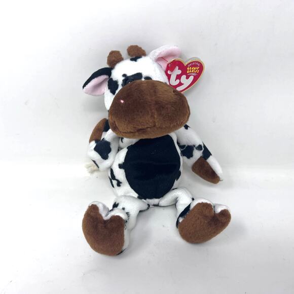 Beanie Babies | Toys | Ty Beanie Baby Tipsy Cow 8 Plush Black White ...